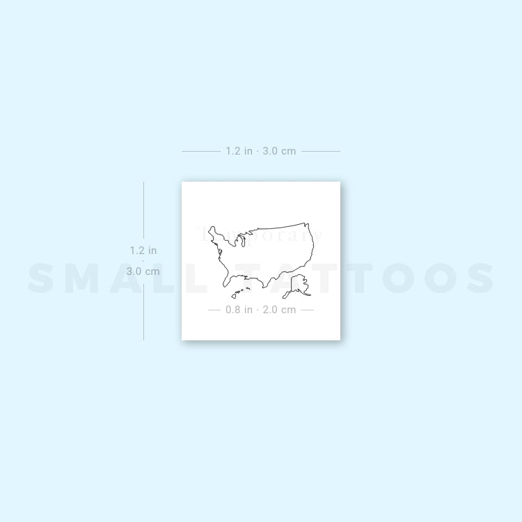 United States Map Temporary Tattoo (Set of 3) – Small Tattoos