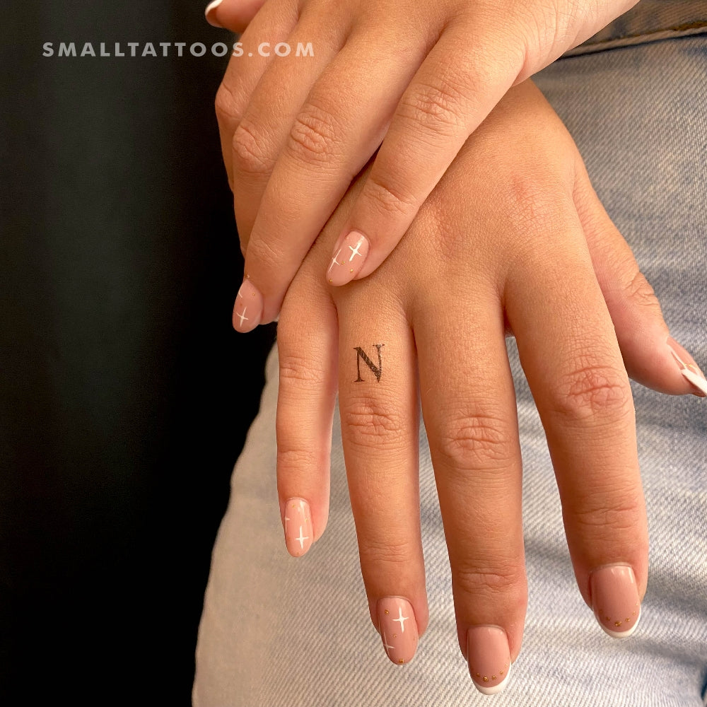 N Uppercase Serif Letter Temporary Tattoo (Set of 3) – Small Tattoos