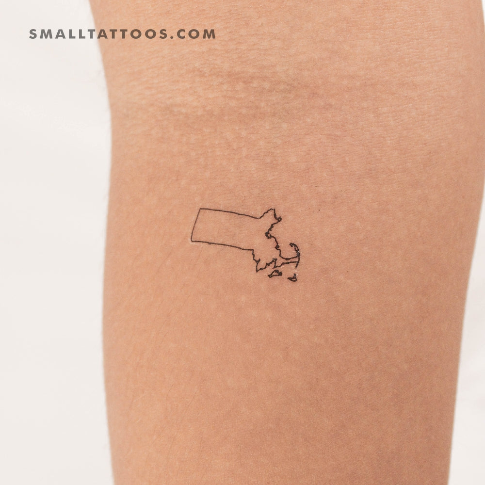 Massachusetts Map Outline Temporary Tattoo (Set of 3) – Small Tattoos