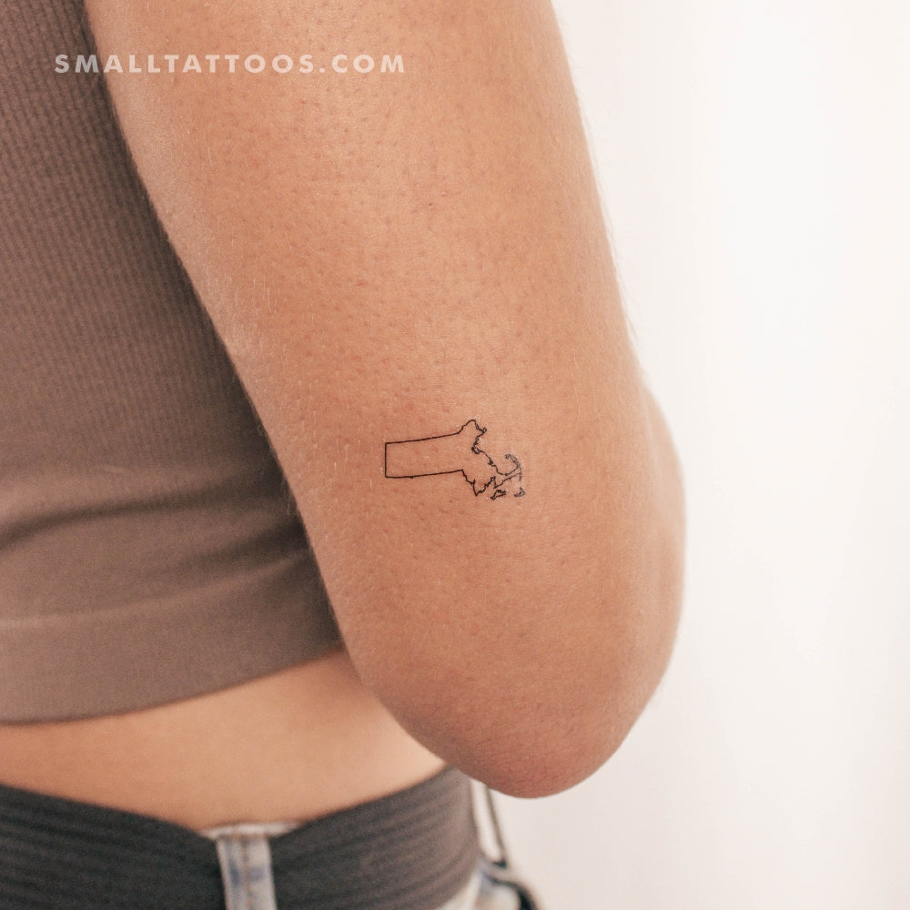 Massachusetts Map Outline Temporary Tattoo (Set of 3) – Small Tattoos