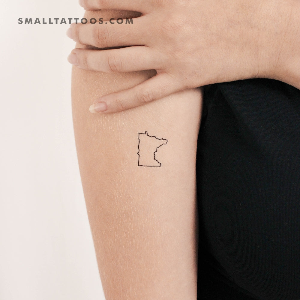 Minnesota Map Outline Temporary Tattoo (Set of 3) – Small Tattoos