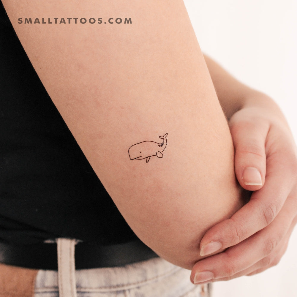 Fine Line Whale Temporary Tattoo (Set of 3) – Small Tattoos