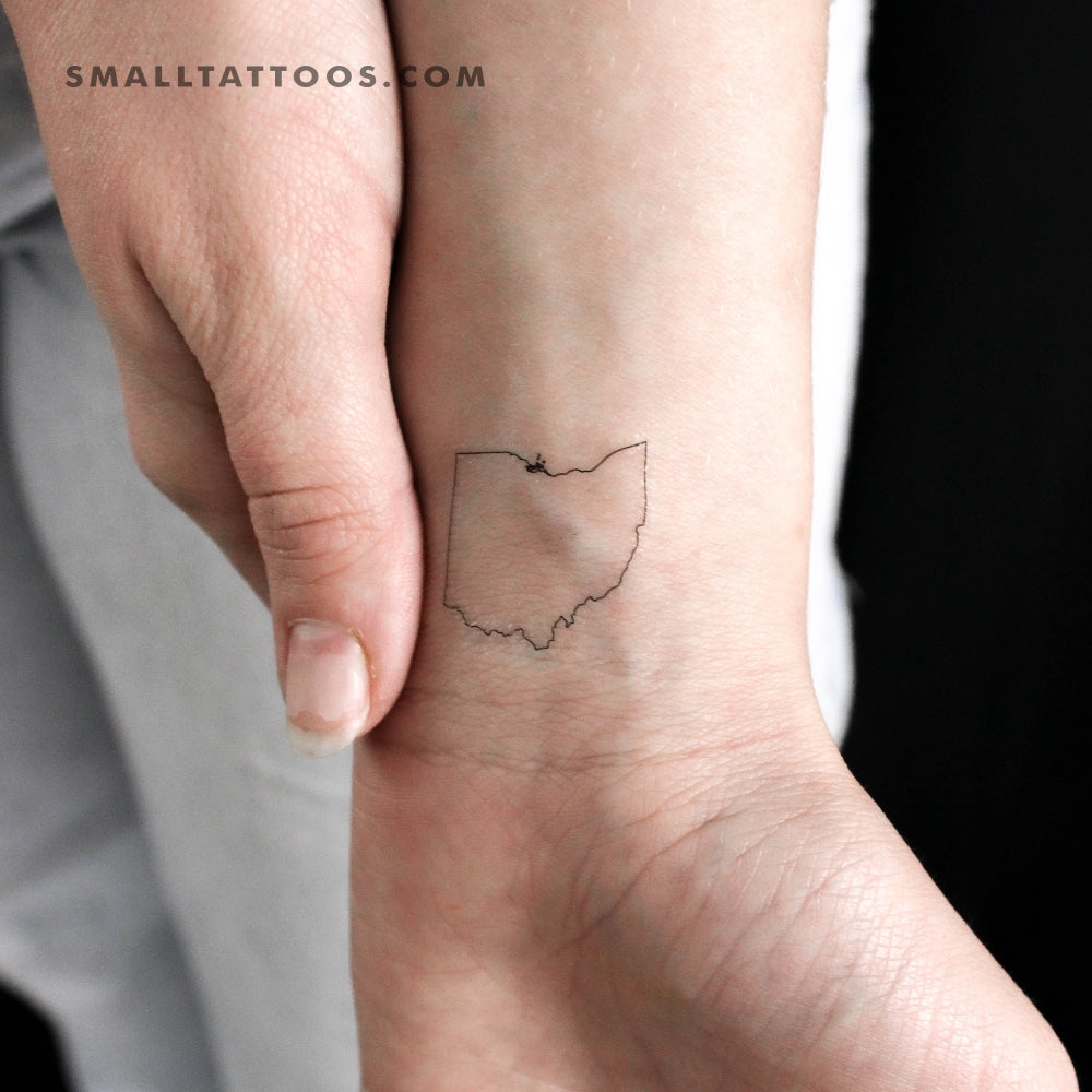 Ohio Map Outline Temporary Tattoo (Set of 3) – Small Tattoos