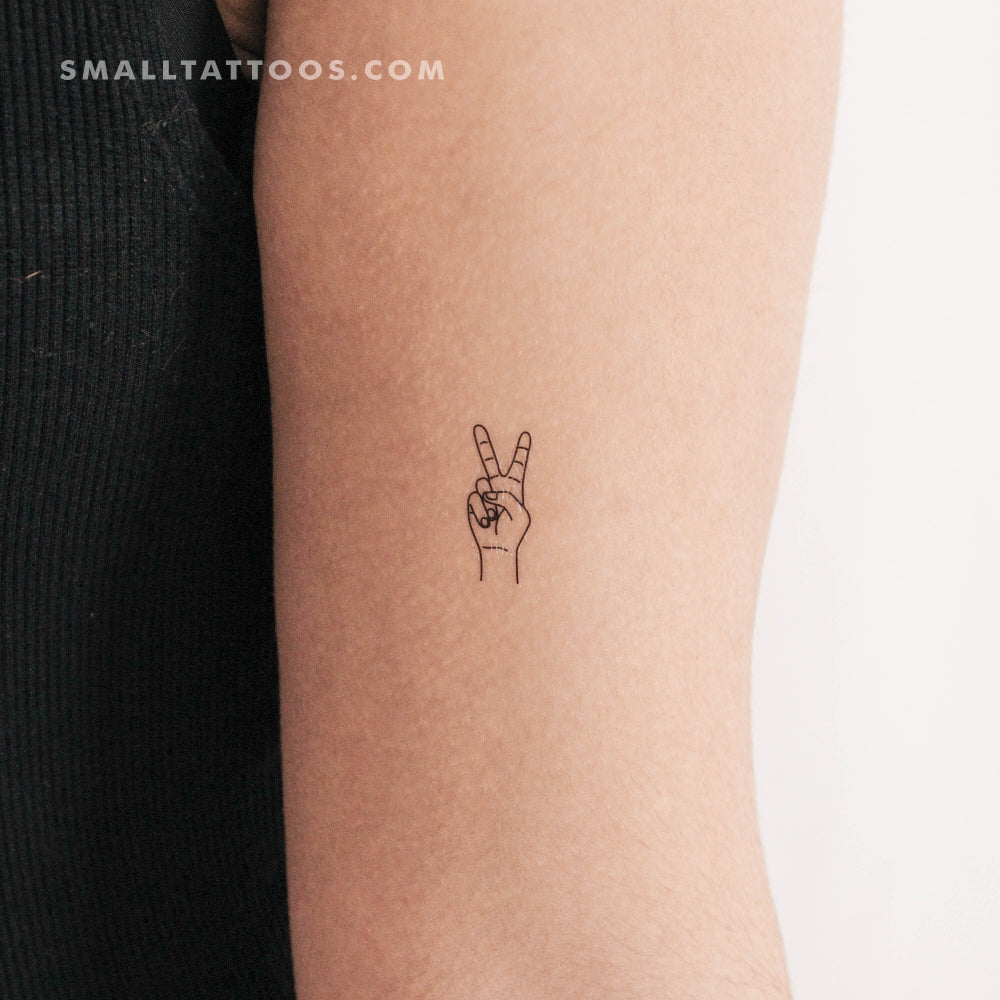 Sign Language V Temporary Tattoo (Set of 3) – Small Tattoos