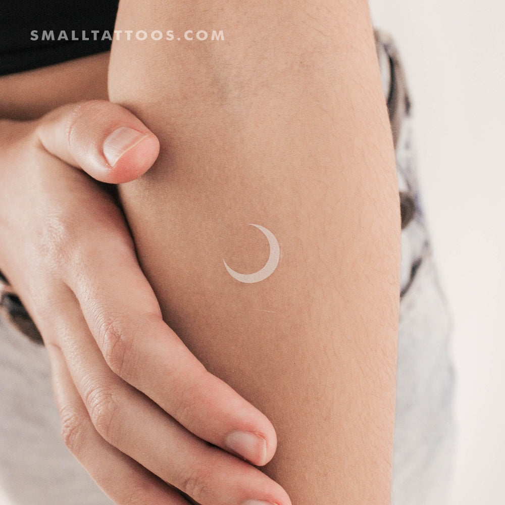 White Ink Sharp Crescent Temporary Tattoo (Set of 3) – Small Tattoos