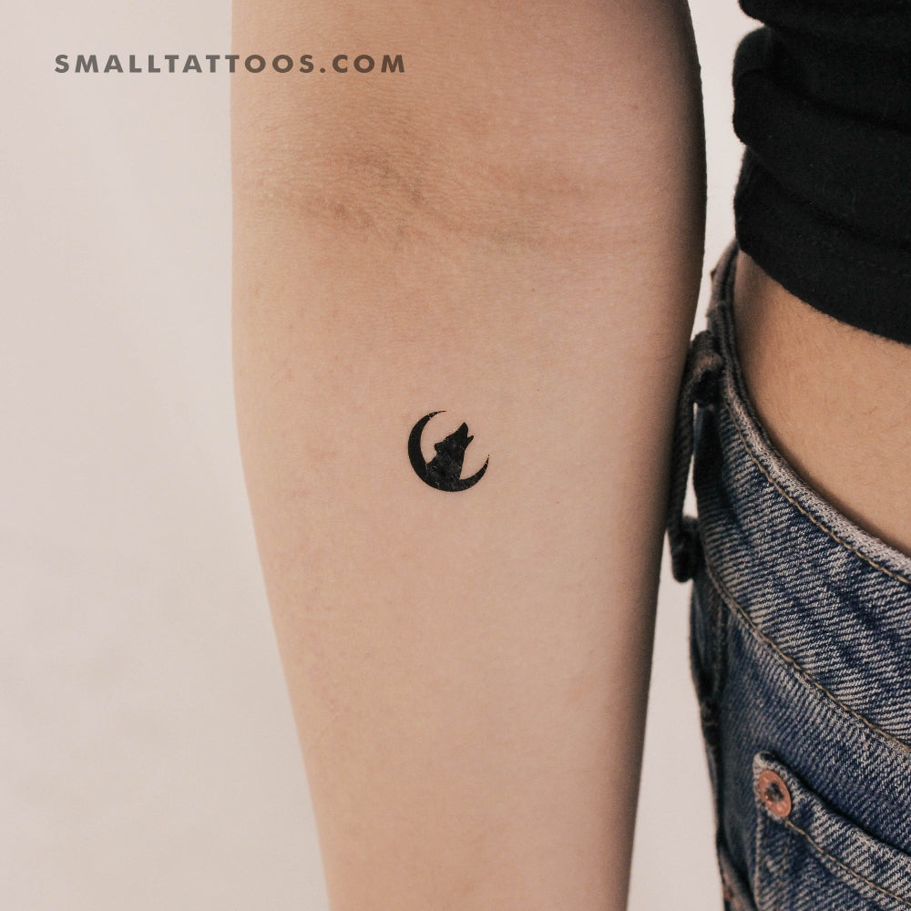 Wolf and Moon Temporary Tattoo (Set of 3) – Small Tattoos