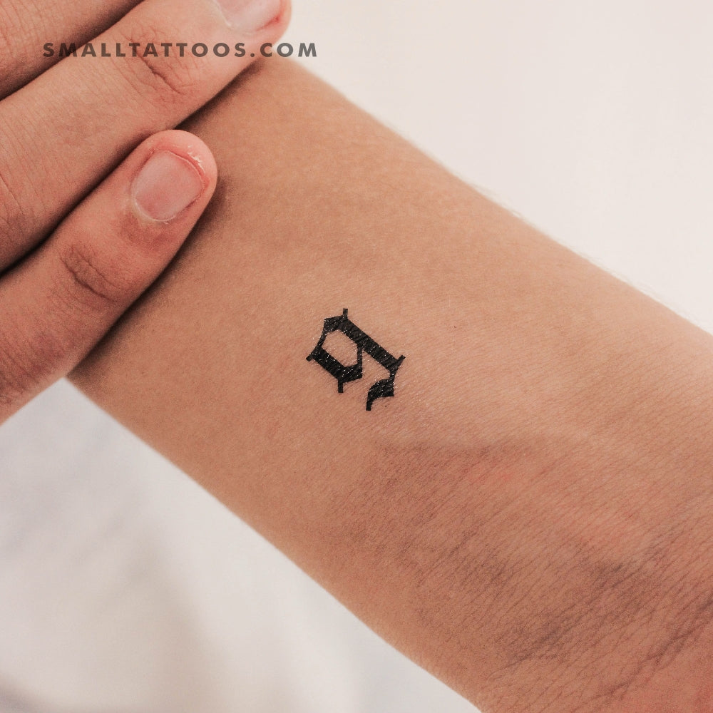Old English Number 9 Temporary Tattoo (Set of 3) – Small Tattoos