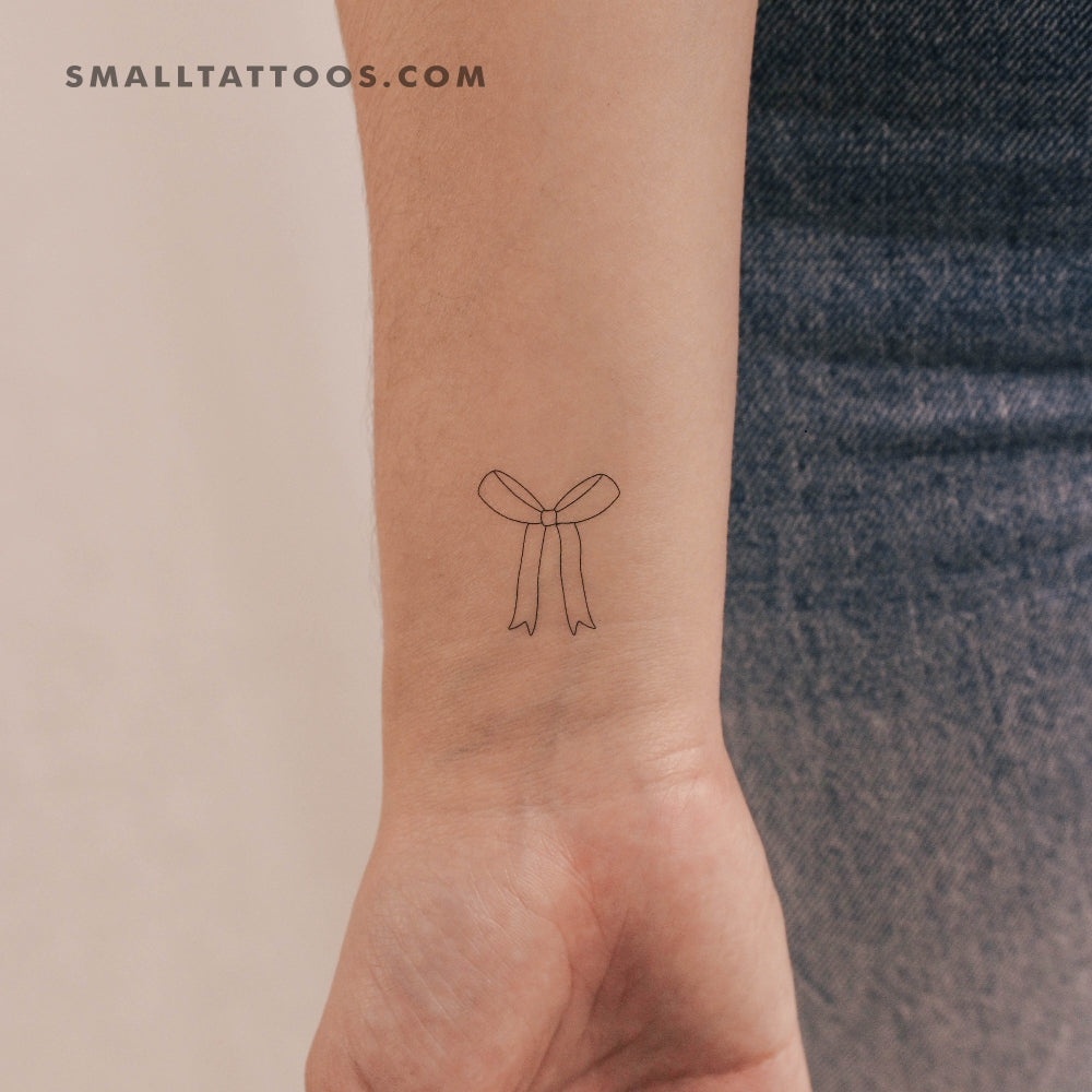 Fine Line Bow Temporary Tattoo (Set of 3) – Small Tattoos