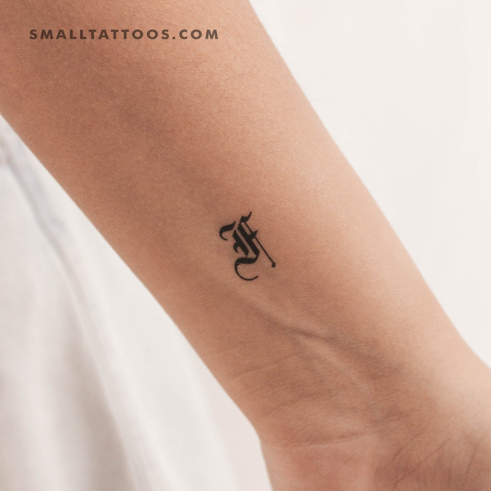 Gothic Style Uppercase F Letter Temporary Tattoo (Set of 3) – Small Tattoos