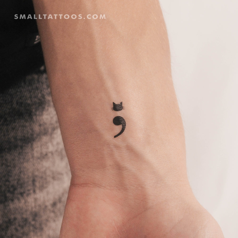 Semicolon Cat Temporary Tattoo (Set of 3) – Small Tattoos