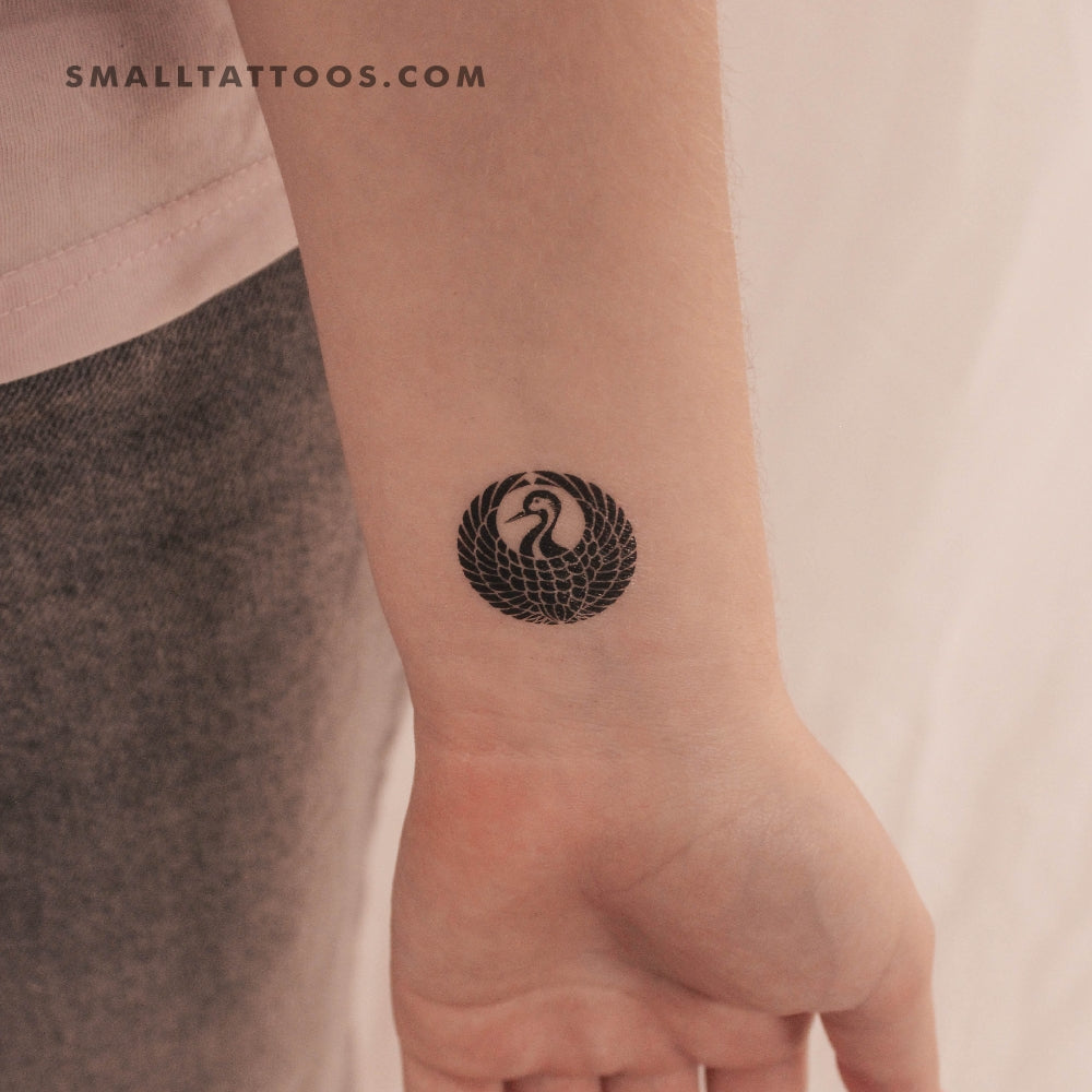 Crane Crest Temporary Tattoo (Set of 3) – Small Tattoos