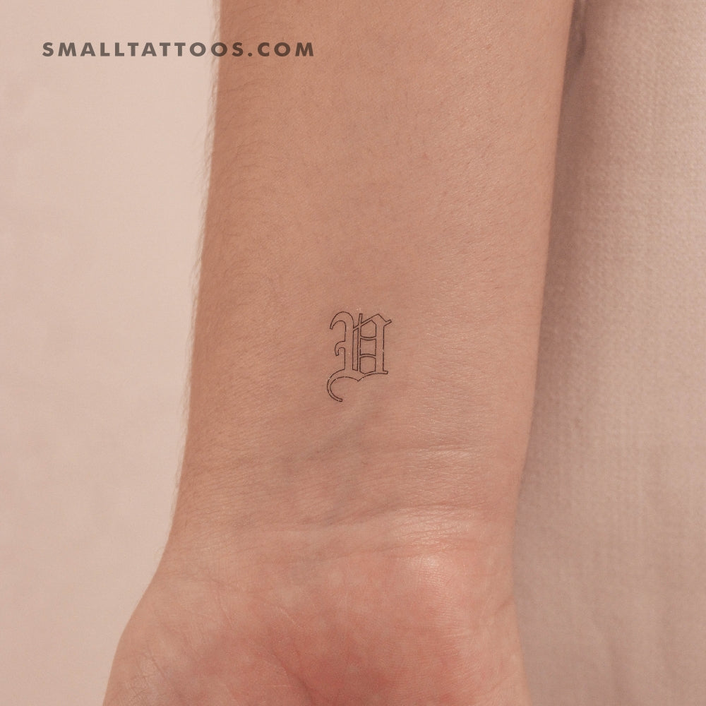 Old English V Letter Temporary Tattoo (Set of 3) – Small Tattoos