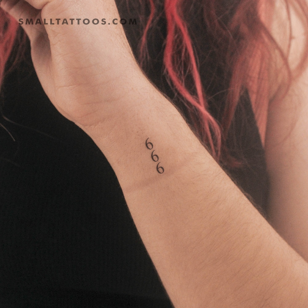 Small 666 Vertical Temporary Tattoo (Set of 3) – Small Tattoos