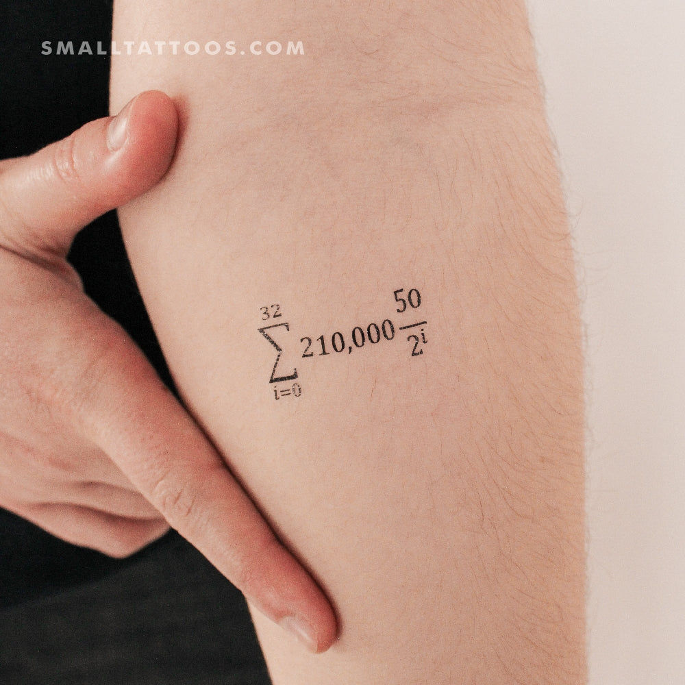 Bitcoin Supply Formula Temporary Tattoo (Set of 3) – Small Tattoos