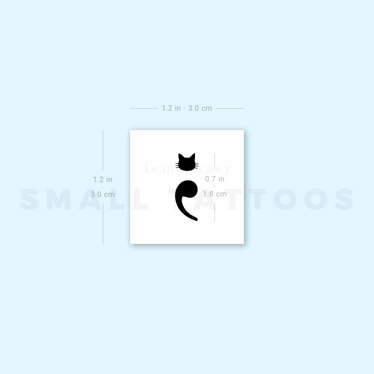 Semicolon Cat Temporary Tattoo (Set of 3) – Small Tattoos