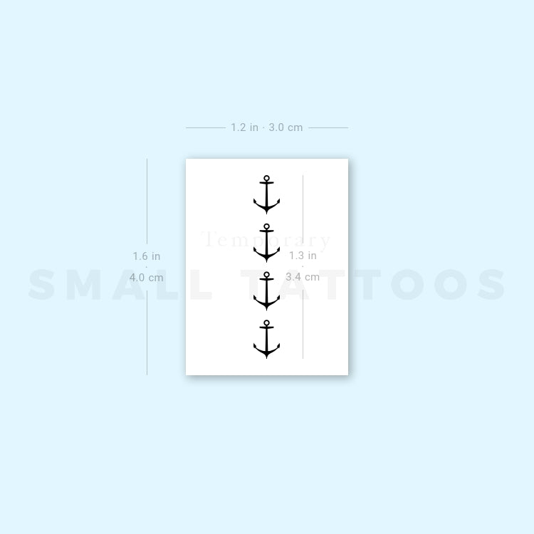 Four Anchors Temporary Tattoo (Set of 3) – Small Tattoos