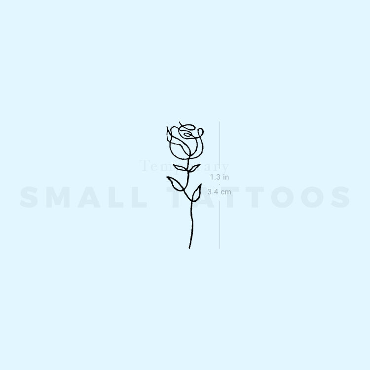 Single Line Rose Temporary Tattoo (Set of 3) – Small Tattoos