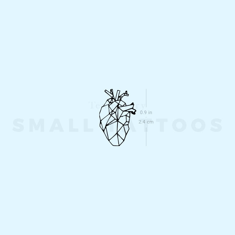Low Poly Anatomical Heart Temporary Tattoo (Set of 3) – Small Tattoos