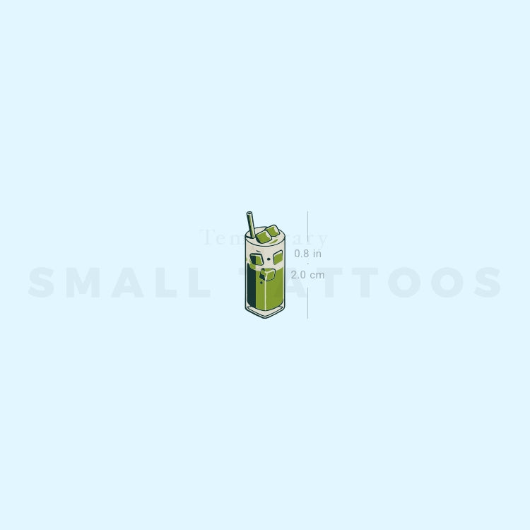 Iced Matcha Latte Temporary Tattoo (Set of 3) – Small Tattoos