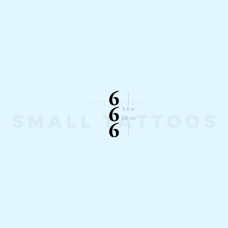 Vertical 666 Temporary Tattoo (Set of 3) – Small Tattoos