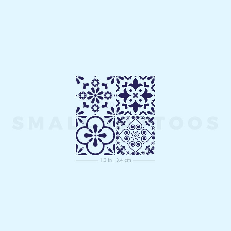 Portuguese Tiles Temporary Tattoo (Set of 3) – Small Tattoos