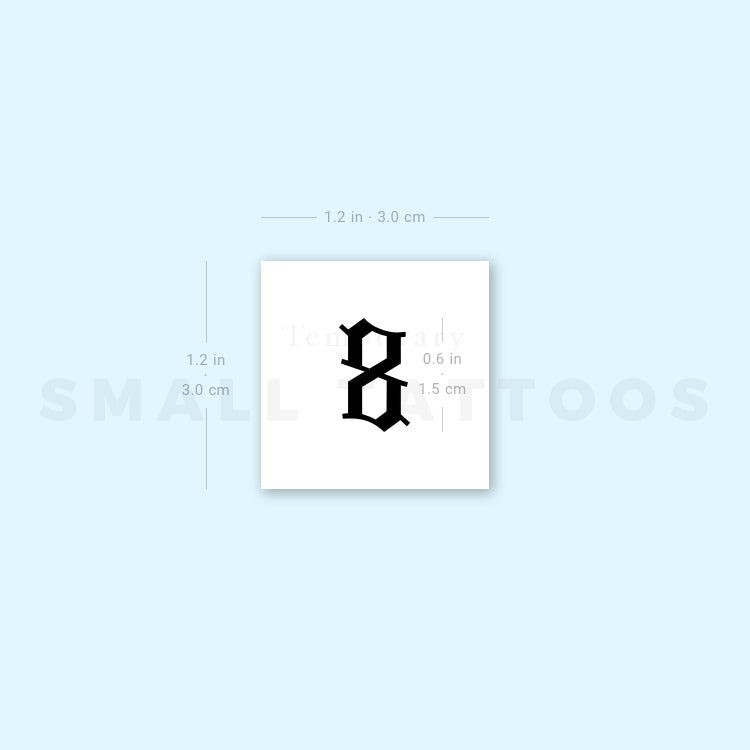 Old English Number 8 Temporary Tattoo (Set of 3) – Small Tattoos