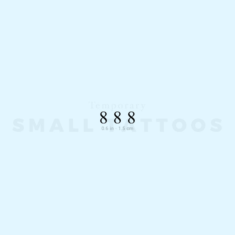 Small 888 Angel Number Temporary Tattoo (Set of 3) – Small Tattoos