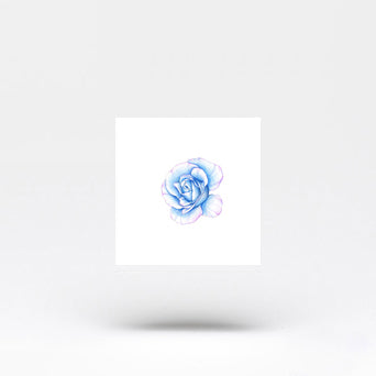 Blue Rose Head Temporary Tattoo by Mini Lau (Set of 3) – Small Tattoos