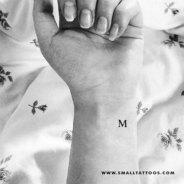 M Uppercase Serif Letter Temporary Tattoo (Set of 3) – Small Tattoos