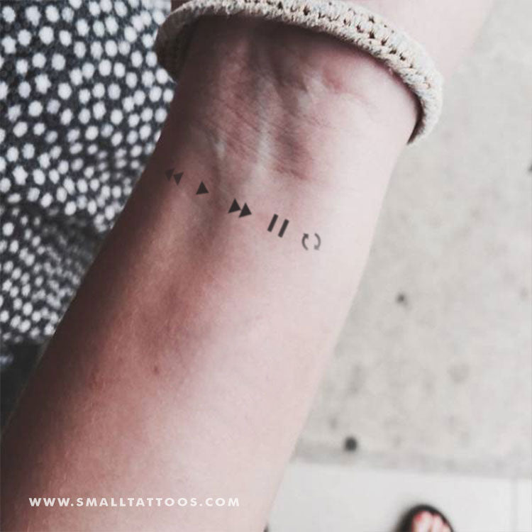 Music Media Controls Temporary Tattoo (Set of 3) – Small Tattoos