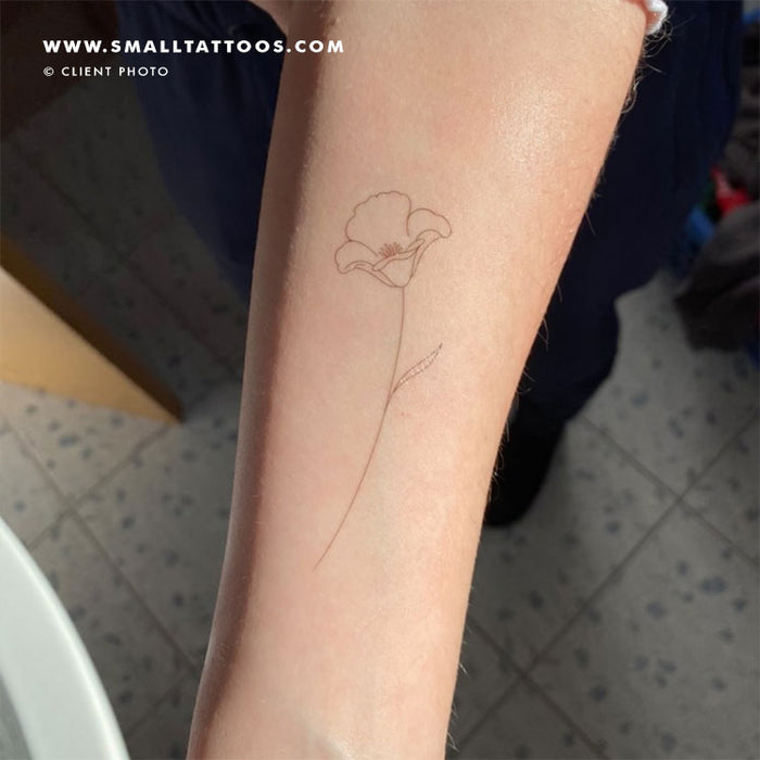 Poppy Flower Tattoo On Foot